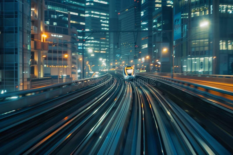 Modern High-speed Train in Fast Motion Passes through Railway Stations ...