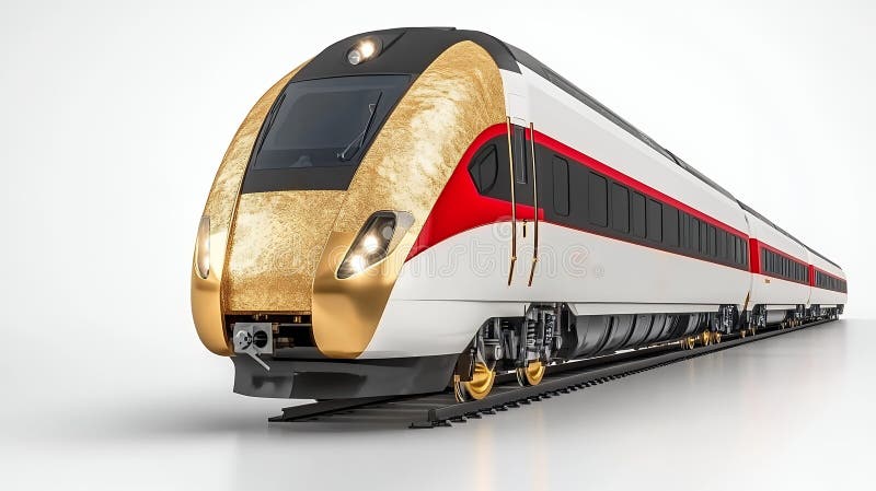 Modern High Speed Train with Gold Accents Stock Illustration ...