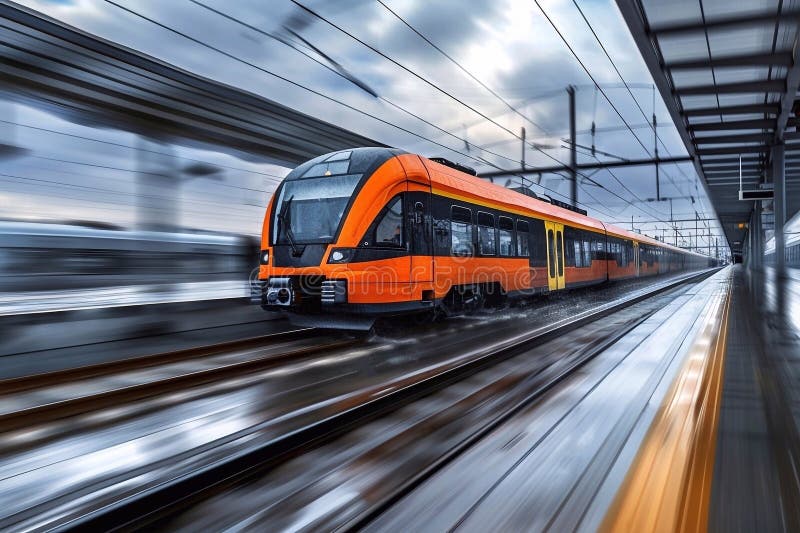Modern High Speed Train in Motion Blur. Stock Illustration ...