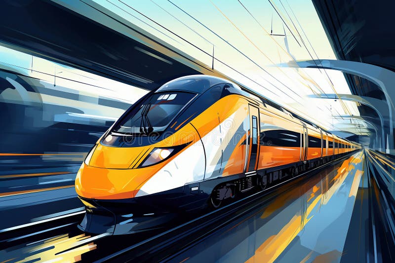 Modern High-speed Train Moves in the Tunnel. Blur Effect from a Fast ...