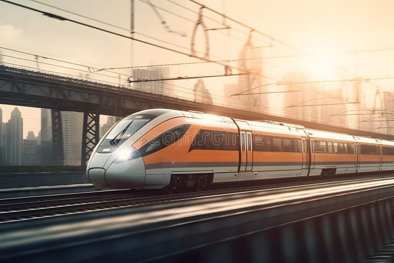 Modern High Speed Train. Neural Network AI Generated Stock Illustration ... Modern High Speed Train. Neural Network AI Generated Stock Illustration ...