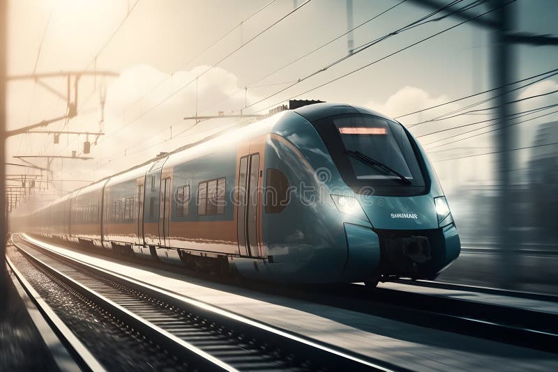 Modern High Speed Train. Neural Network AI Generated Stock Illustration ...
