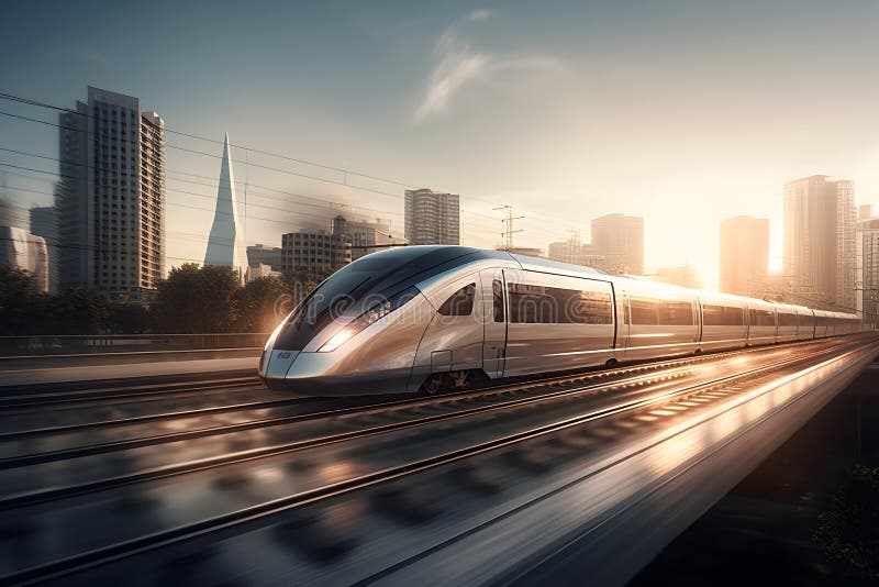 Modern High Speed Train. Neural Network AI Generated Stock Photo ...