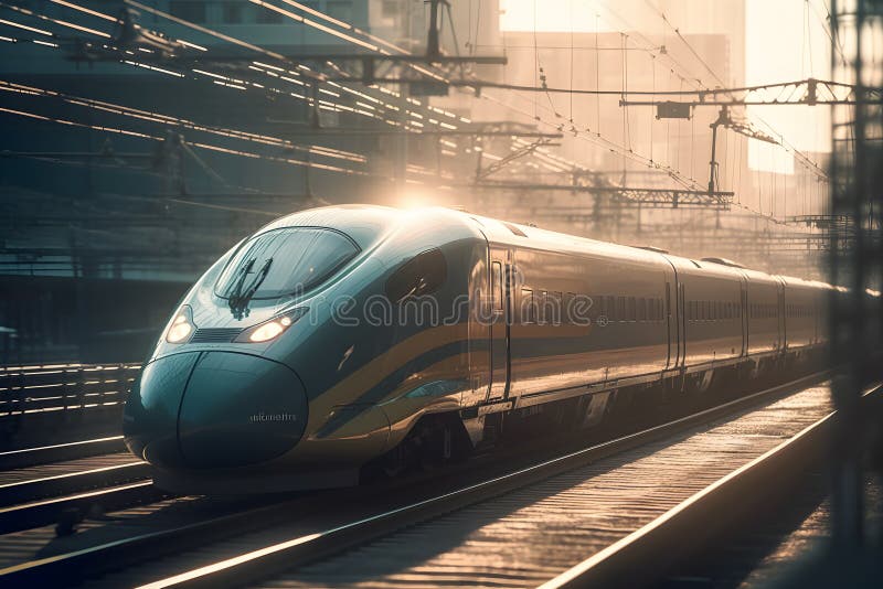 Modern High Speed Train. Neural Network AI Generated Stock Illustration ...