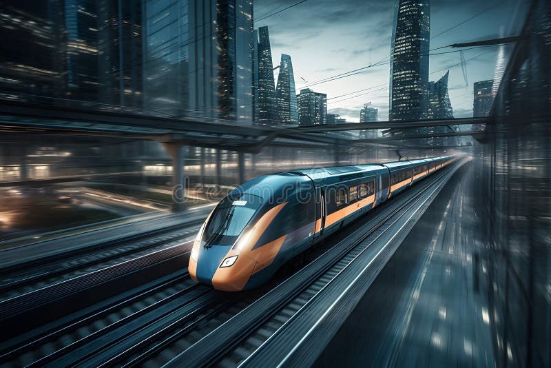 Modern High Speed Train. Neural Network AI Generated Stock Illustration ...