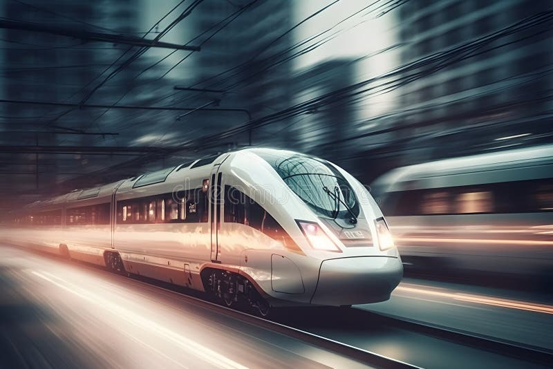 Modern High Speed Train. Neural Network AI Generated Stock Illustration ...