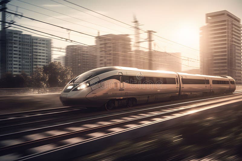 Modern High Speed Train. Neural Network AI Generated Stock Illustration ...
