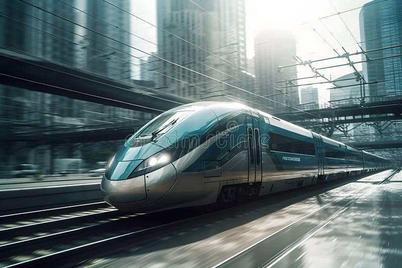 Modern High Speed Train. Neural Network AI Generated Stock Illustration ...