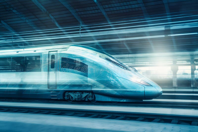 Modern High Speed Train. Neural Network AI Generated Stock Illustration ... Modern High Speed Train. Neural Network AI Generated Stock Illustration ...