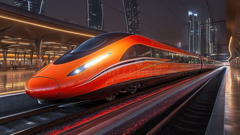 Modern High-speed Train at Night Station Stock Illustration ...