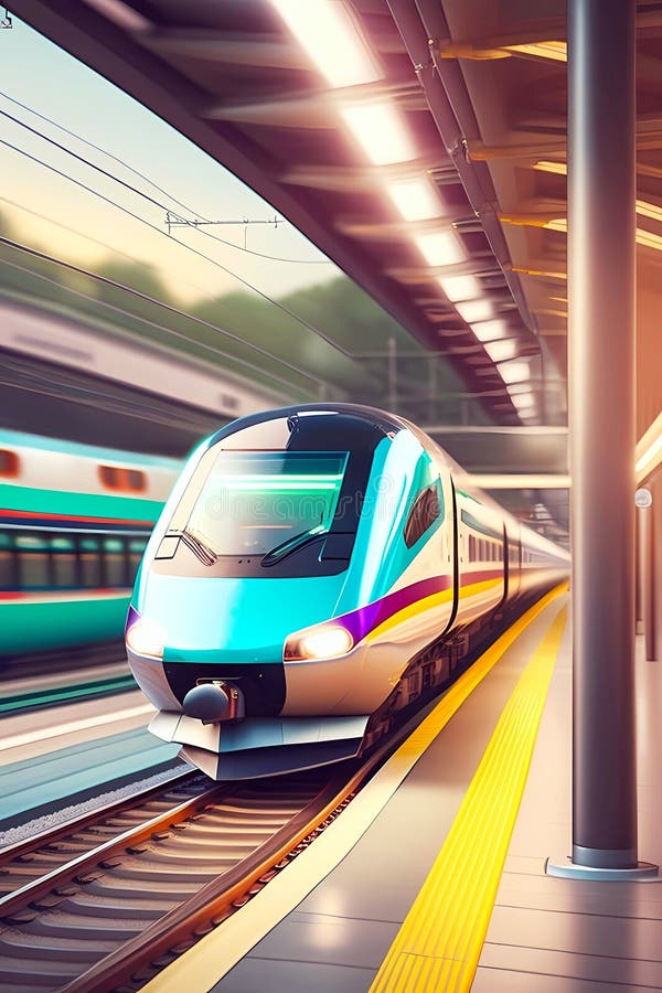 Modern High Speed Train at Platform Stock Illustration - Illustration ...