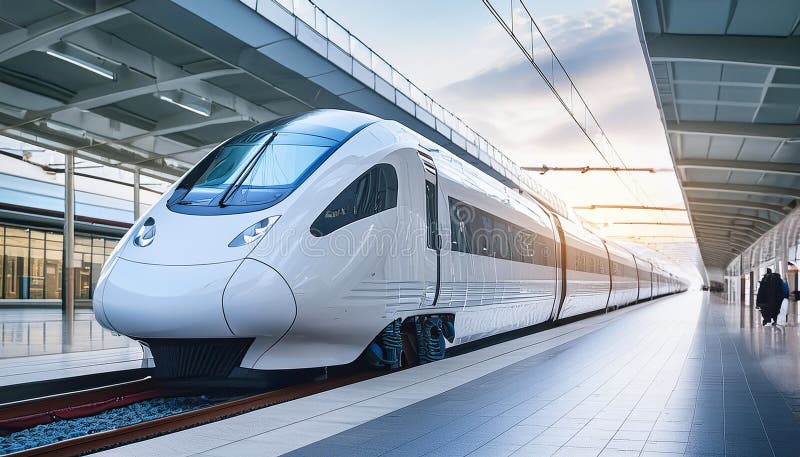 Modern High Speed Train at the Railway Station. Generative Ai Stock ...