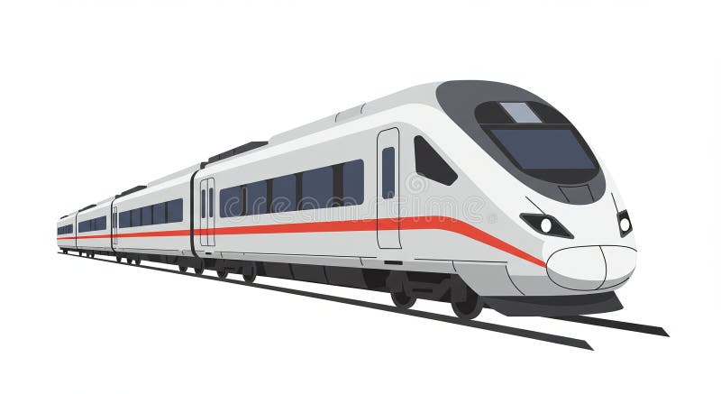 Modern High Speed Train on Railway Track in Minimalist Art Style Stock ...
