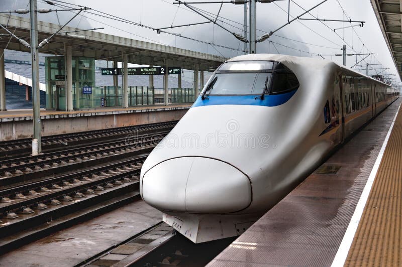 Modern High Speed Train at the Railways Station Stock Photo - Image of ...
