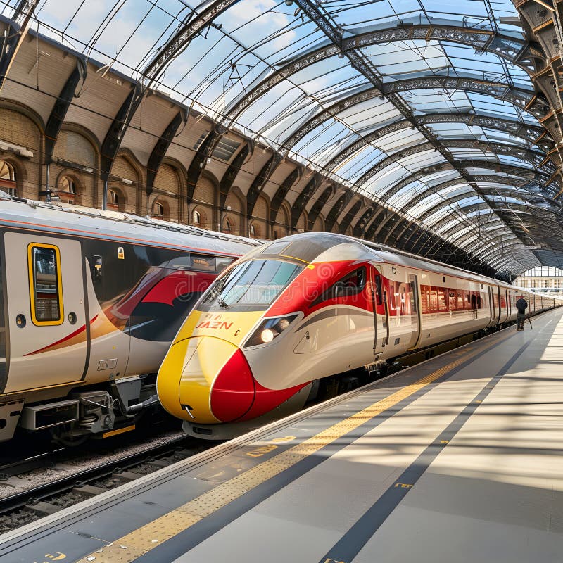 Modern High Speed Train Standing at the Platform in a Victorian Train ...