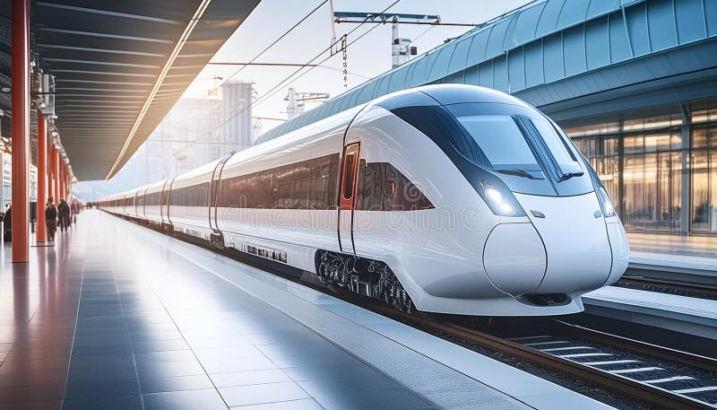 Modern High-speed Train at Station Platform. Generative AI Stock ...