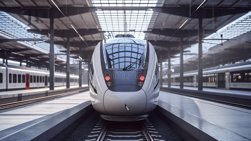 Modern High-Speed Train at the Station at Sunset. Generative Ai Stock ...