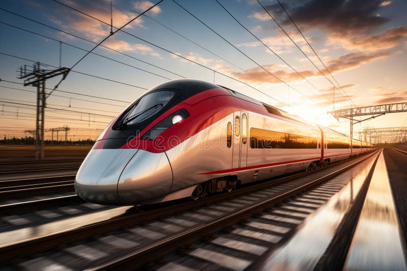 Modern High-speed Train with Streamlined Design at Busy Railway Station ...