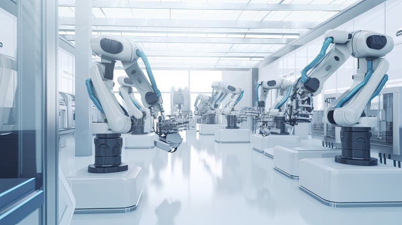 Modern High Tech Authentic Robot Arm at Work. Industrial Robotic ...