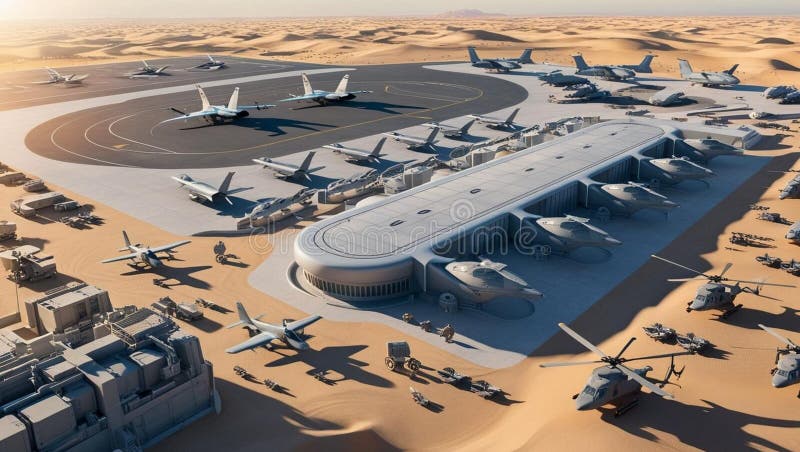 Modern High-Tech Base in the Desert Stock Illustration - Illustration ...