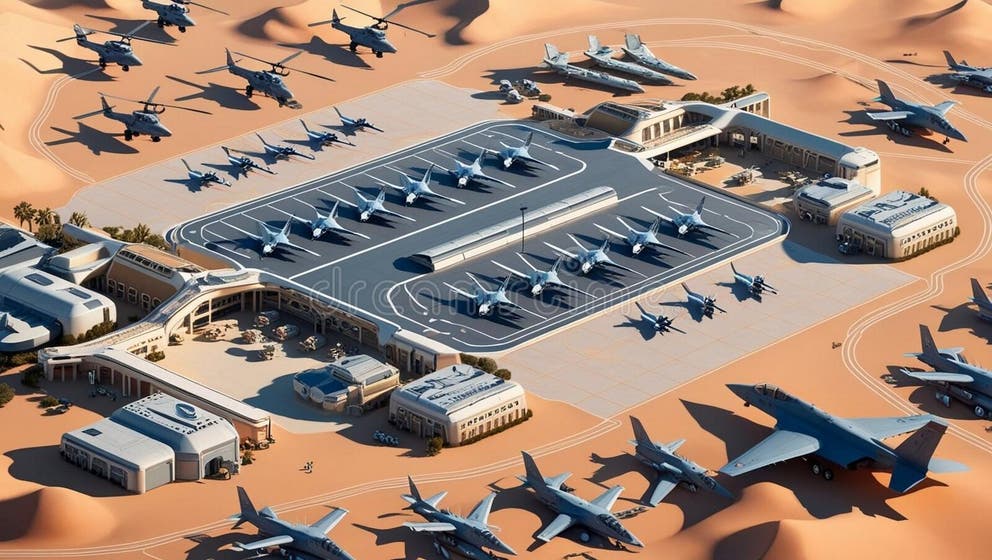 Modern High-Tech Base in the Desert Stock Illustration - Illustration ...