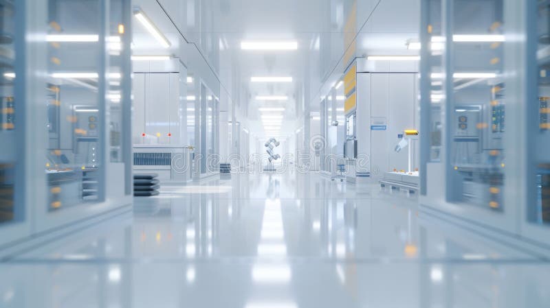 Modern High-tech Factory Floor Featuring Robotic Arms Efficiently ...