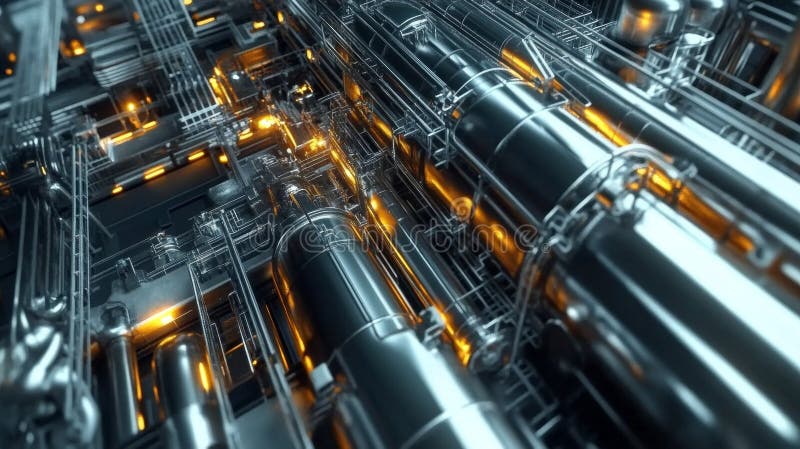 Modern High-Tech Fuel Refinery Pipeline Complex Stock Illustration ...