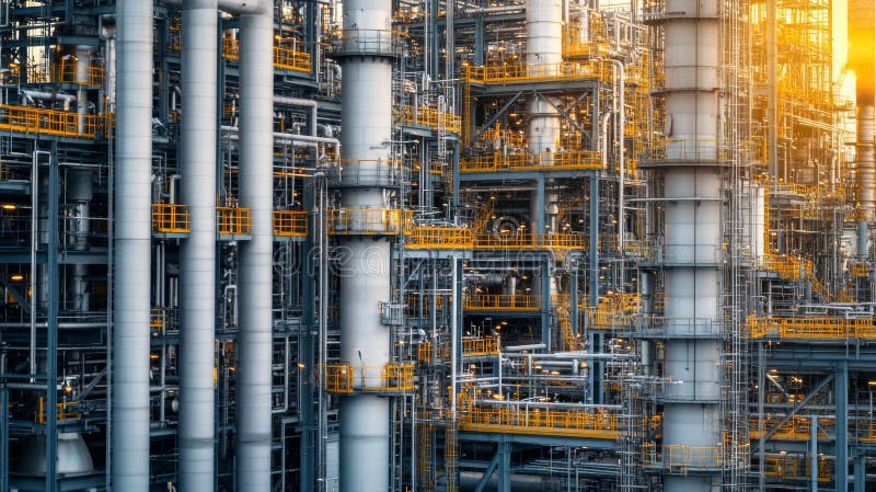 Modern High-Tech Fuel Refinery Plant Complex Stock Illustration ...