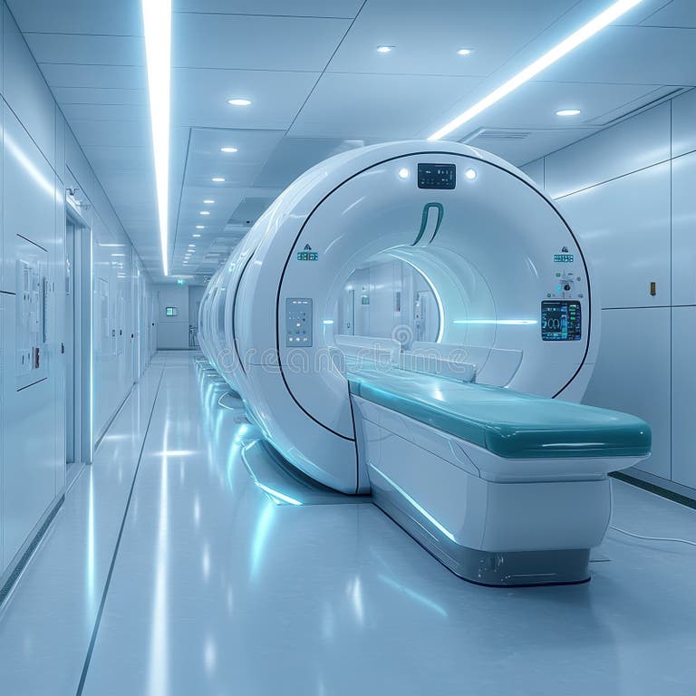A Modern, High-tech Imaging Center Showcasing a Sleek MRI Machine for ...