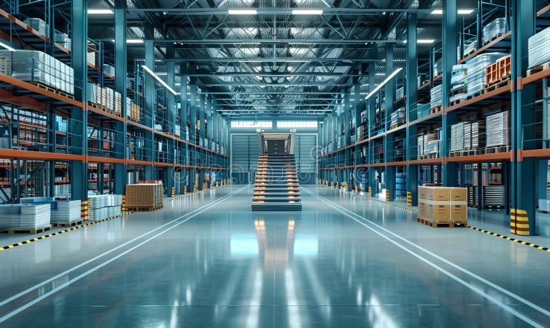 Modern High-tech Interior Warehouse Storage, Generative Ai. Stock Image ...