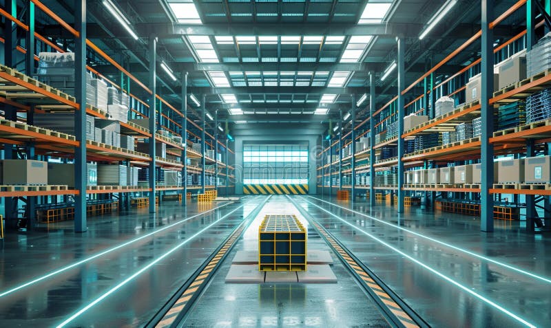 Modern High-tech Interior Warehouse Storage, Generative Ai. Stock Photo ...