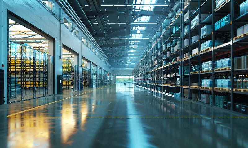 Modern High-tech Interior Warehouse Storage, Generative Ai. Stock Image ...