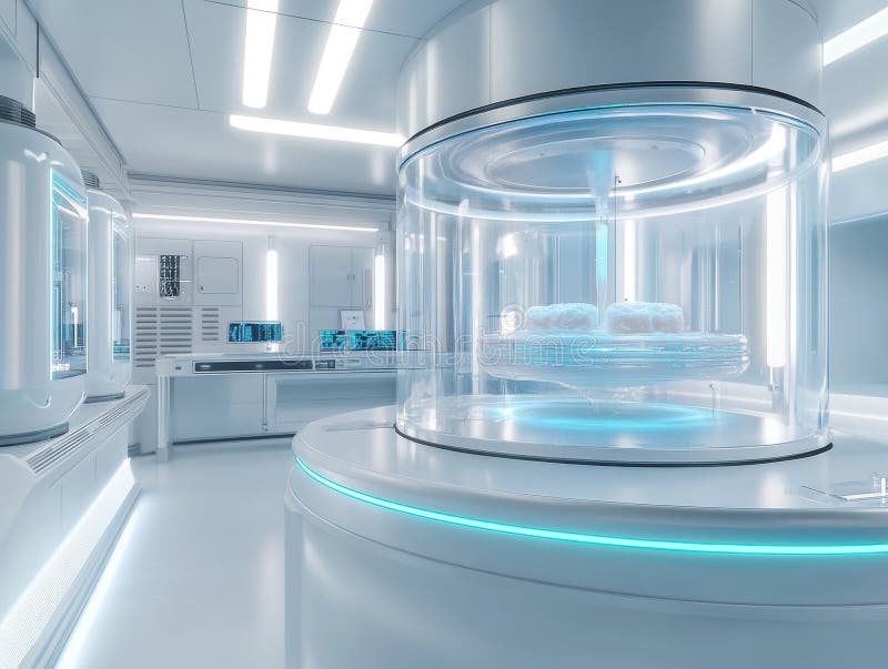 A Modern, High-tech Laboratory with a Clean, Minimalist Design and a ...