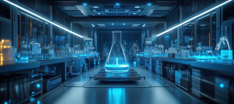 A Modern High-tech Laboratory Filled with Glowing Equipment and ...