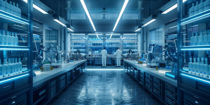 Modern High-tech Laboratory with Scientists Working on Research and ...