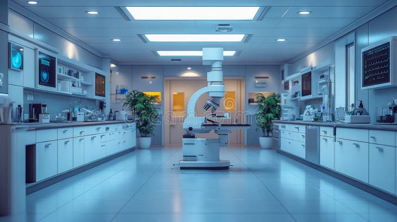 Modern High-tech Laboratory with Sleek White Equipment, Centered Around ...