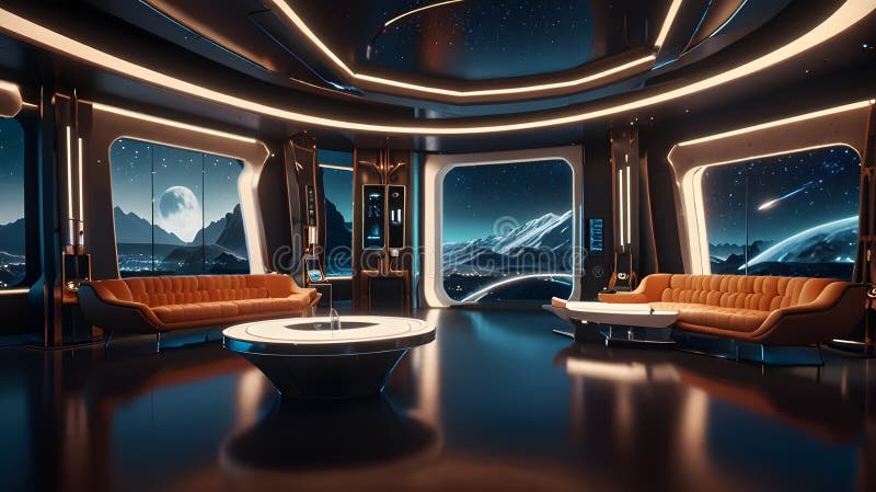 Modern High-tech Lounge with Voice-activated Controls and Space-age ...