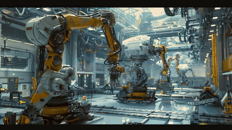 A Modern, High-tech Manufacturing Plant Showcasing Robotic Arms and ...