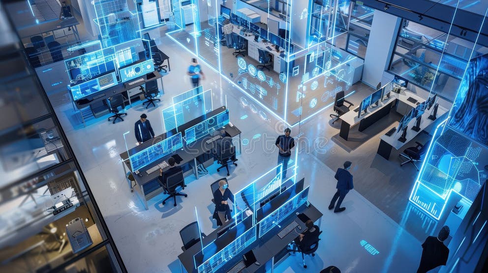 Modern High-Tech Office Design with Smart Workstations Stock ...