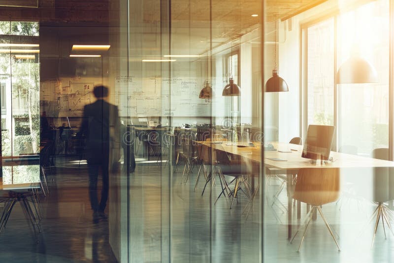 Modern High-Tech Office Environment with Futuristic Lighting and ...