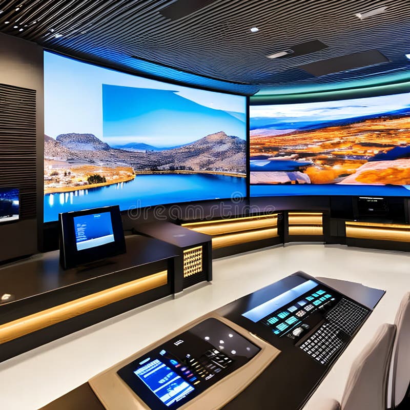 A Modern, High-tech Smart Home Control Room with Touchscreen Panels ...