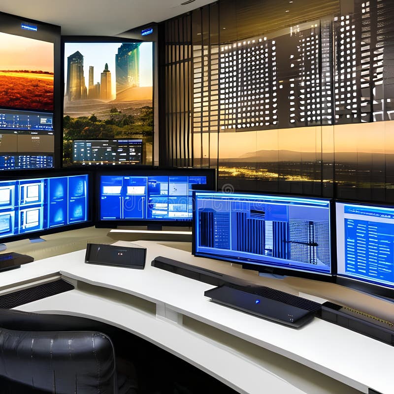 A Modern, High-tech Smart Home Control Room with Touchscreen Panels ...