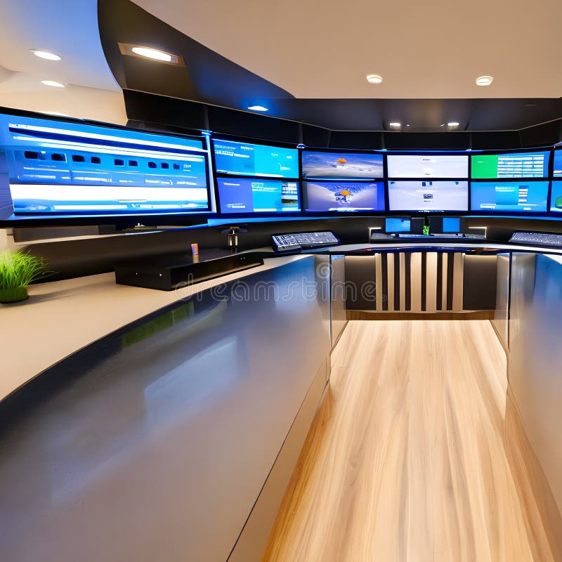 A Modern, High-tech Smart Home Control Room with Touchscreen Panels ...