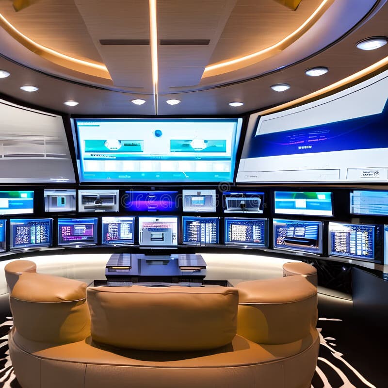 A Modern, High-tech Smart Home Control Room with Touchscreen Panels ...