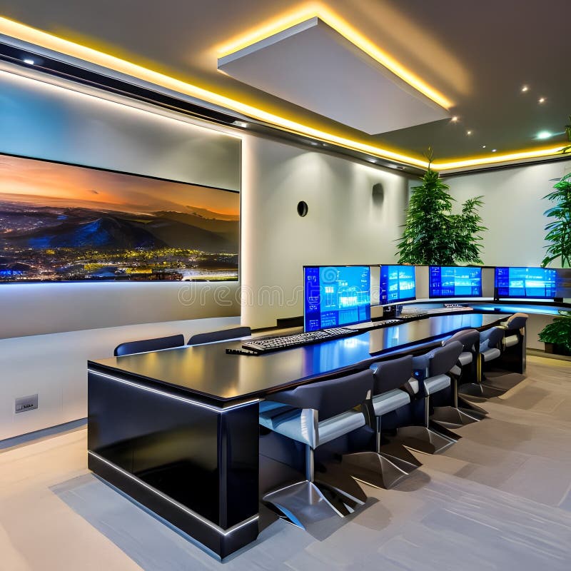 A Modern, High-tech Smart Home Control Room with Touchscreen Panels ...