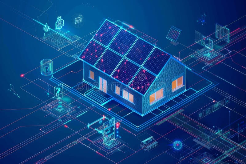 Futuristic Smart Home Concept with Digital Connections and Network ...