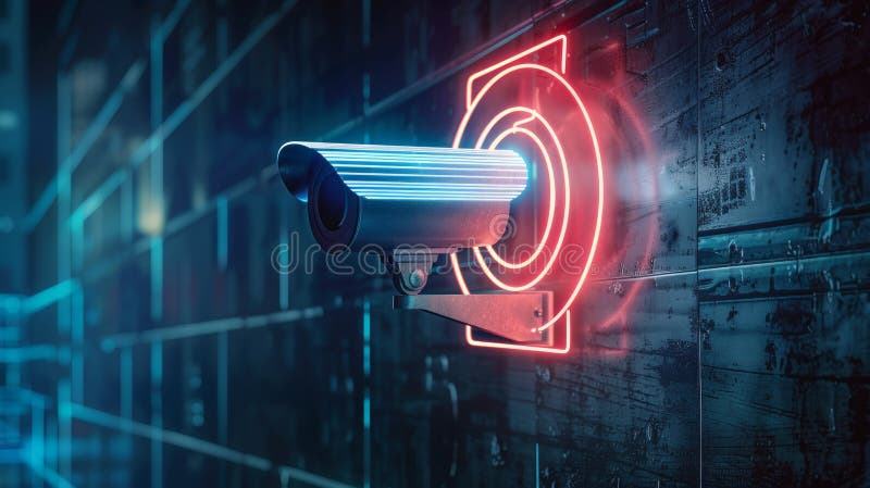 A Modern, High-tech Surveillance Camera Mounted on a Sleek Metal Pole ...