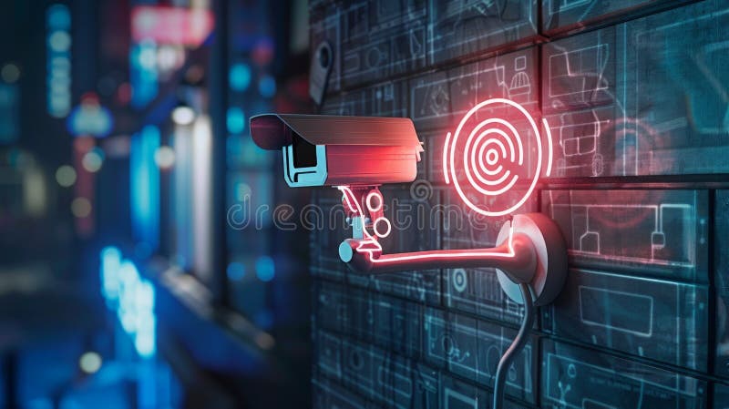 A Modern, High-tech Surveillance Camera Mounted on a Sleek Metal Pole ...