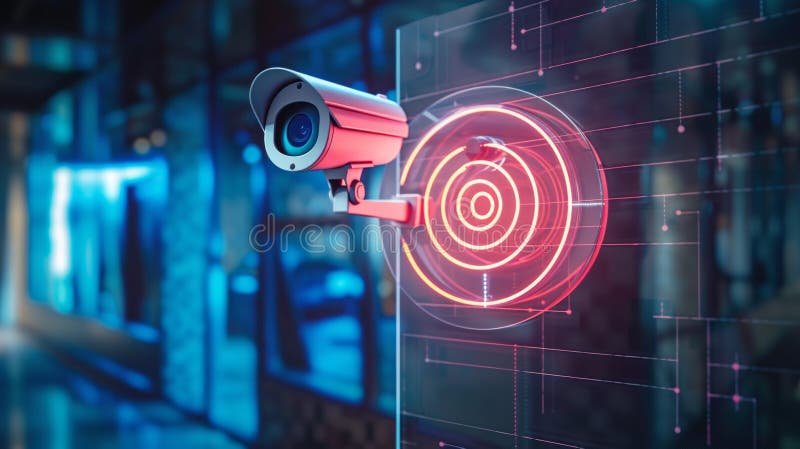 A Modern, High-tech Surveillance Camera Mounted on a Sleek Metal Pole ...