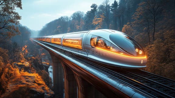 Modern High-tech Train with a Streamlined Shape. Soft Focus Stock ...